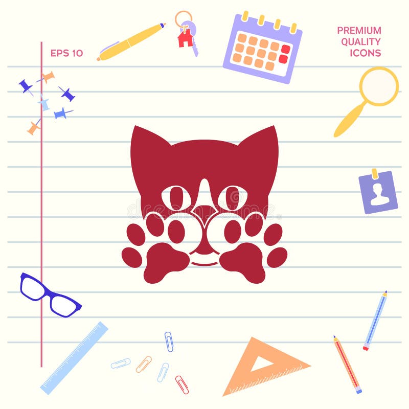 Cute Cat, Paws - Logo, Symbol, Protect Sign Stock Vector - Illustration ...