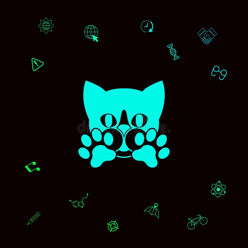 Cute Cat, Paws - Logo, Symbol, Protect Sign Stock Vector - Illustration ...