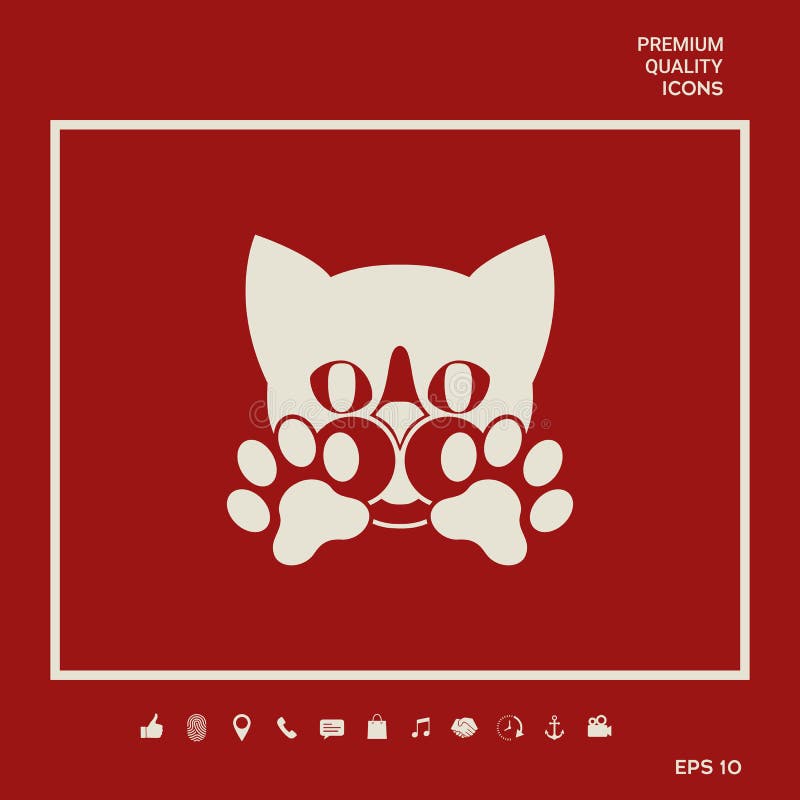 Cute Cat, Paws - Logo, Symbol, Protect Sign Stock Vector - Illustration ...
