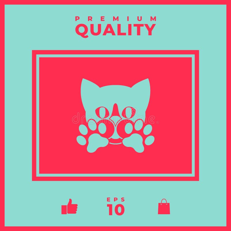 Cute Cat, Paws - Logo, Symbol, Protect Sign Stock Vector - Illustration ...