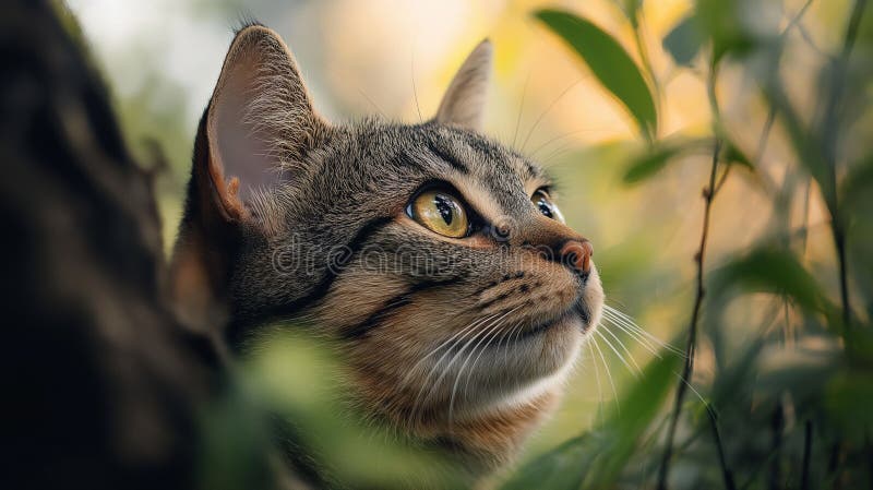 A Cute Cat Pets Outdoors in Spring: Animals Playing and Exploring ...