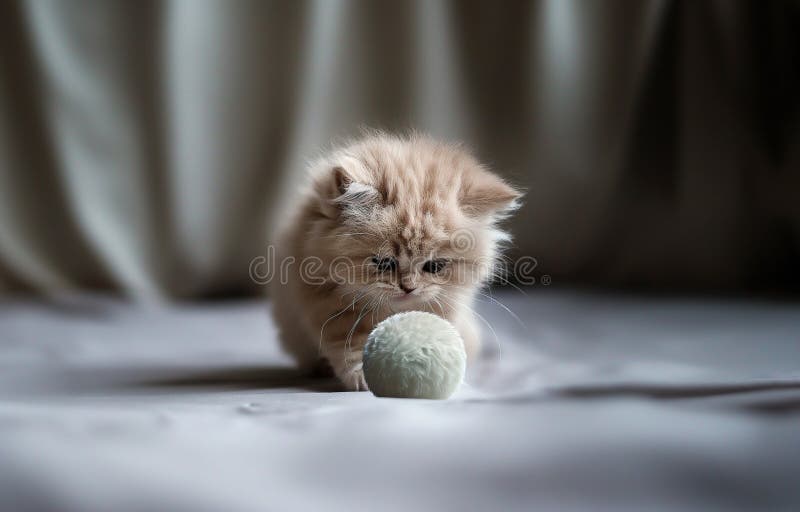 Cute Cat Playing with a Ball Stock Illustration - Illustration of ...