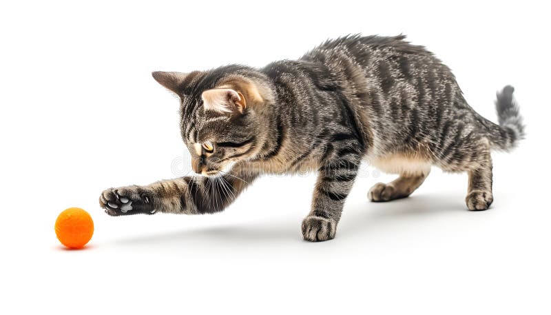 Cute Cat Playing with a Ball Toy Stock Illustration - Illustration of ...