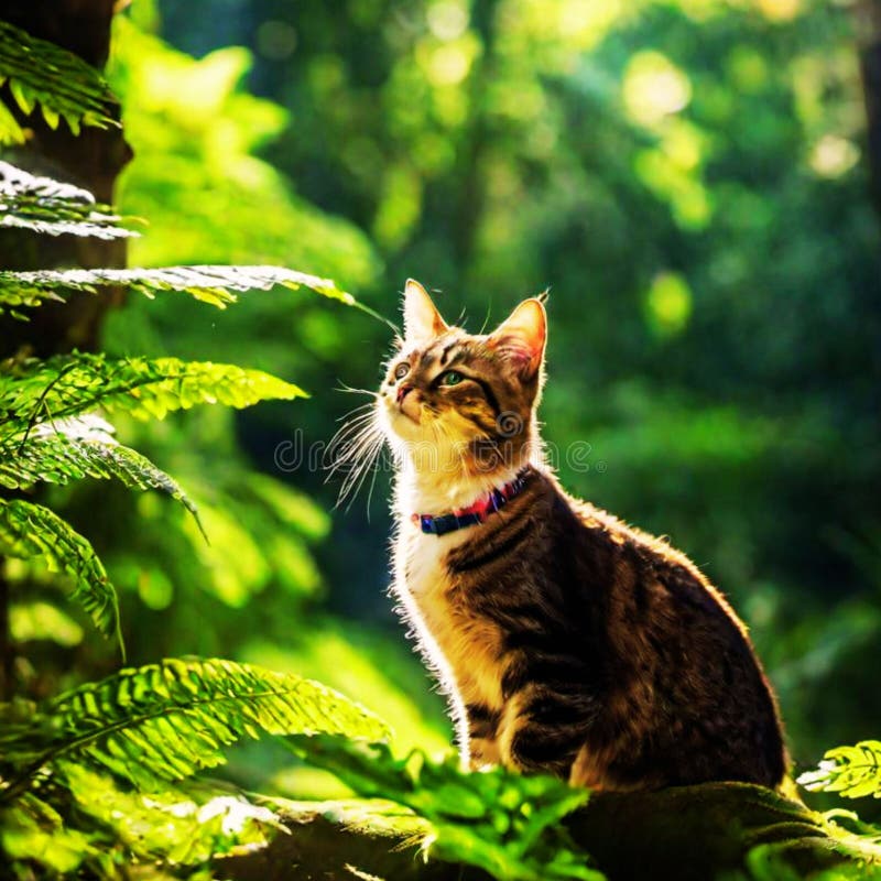 Cute Cat Playing in the Forest10 Stock Illustration - Illustration of ...