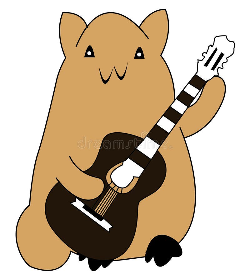 CUTE Cat Playing Guitar and WHITE BACKGROUND Stock Illustration ...