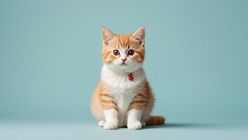 Cute Cat Poses Against Solid Pastel Backdrop Stock Illustration ...