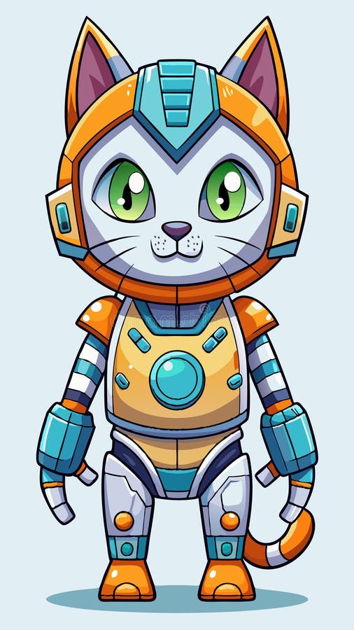 Cute Cat Robot Standing stock vector. Illustration of standing - 342951284