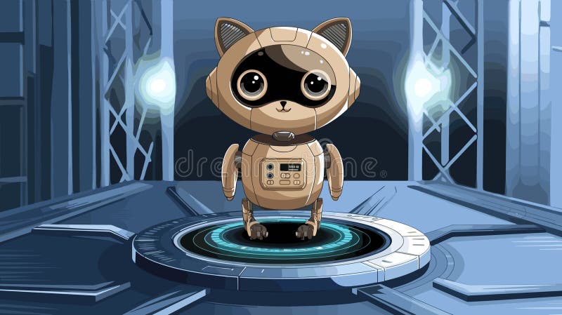 Cute Cat Robot Standing stock vector. Illustration of artificial ...