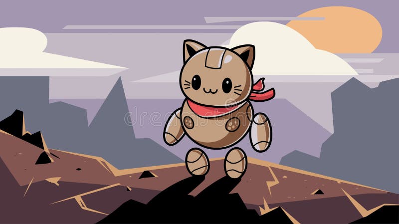 Cute Cat Robot Standing stock vector. Illustration of bionic - 345121192