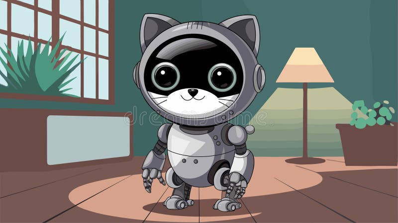 Cute Cat Robot Standing stock vector. Illustration of white - 345121240
