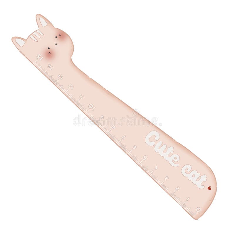 Cute Cat Ruler with Pastel Pink Colour Stock Photo - Illustration of ...