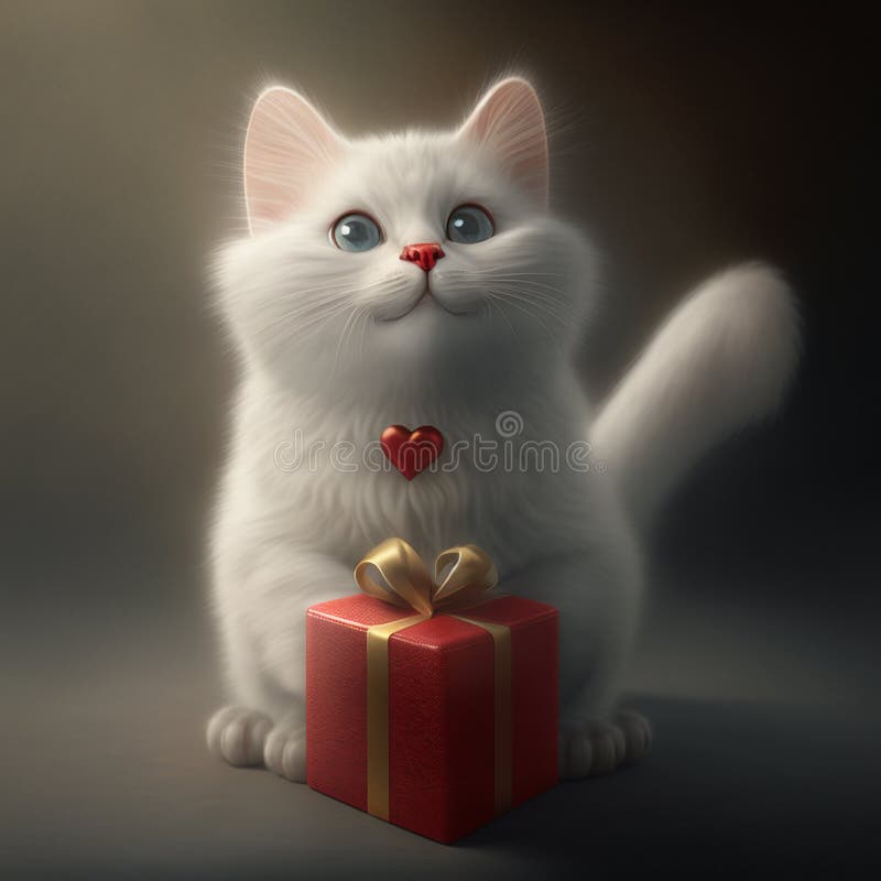 Cute Cat with a Saints Valentine Present, Generative AI Stock ...