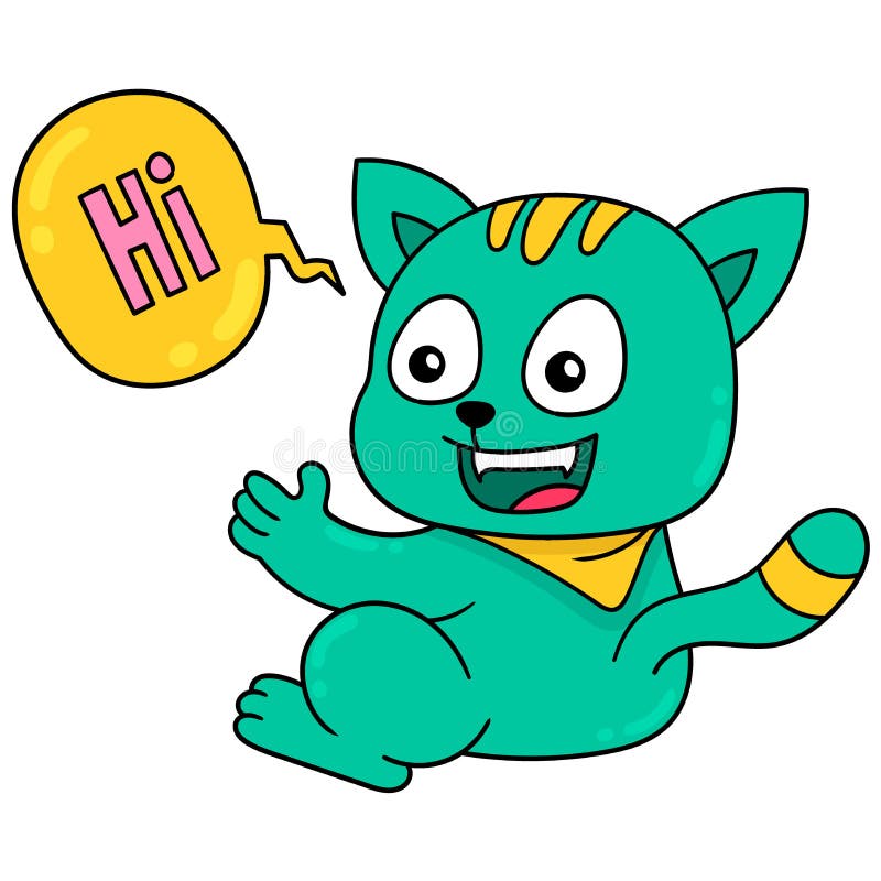 Cute Cat is Saying Hello, Doodle Icon Image Kawaii Stock Vector ...