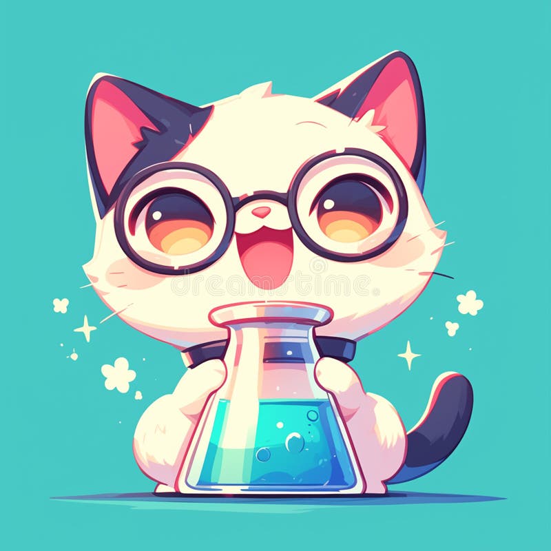 A Cute Cat Scientist Cartoon Style Stock Vector - Illustration of ...