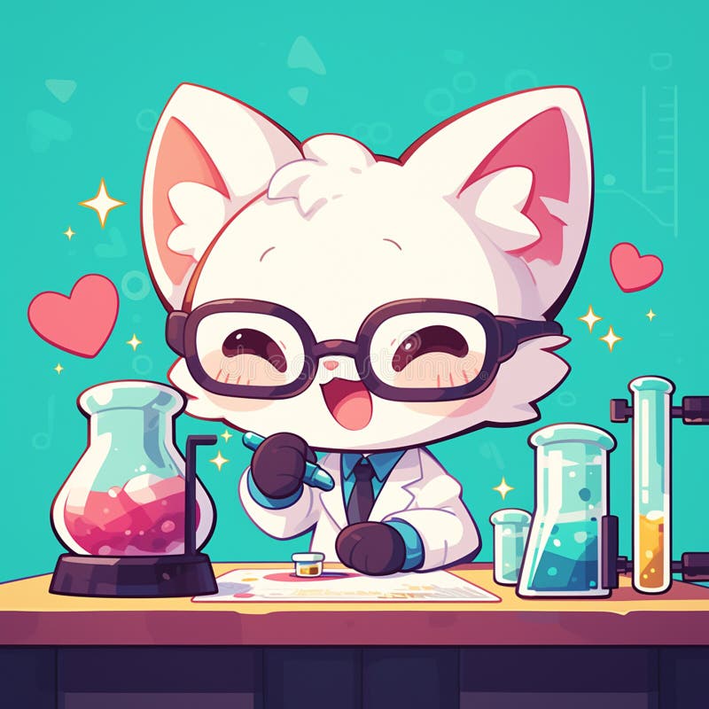 A Cute Cat Scientist Cartoon Style Stock Vector - Illustration of kitty ...