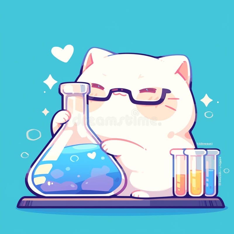 A Cute Cat Scientist Cartoon Style Stock Vector - Illustration of ...