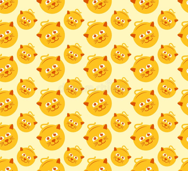 Cute Cat Seamless Pattern Vector Graphic Stock Vector - Illustration of ...