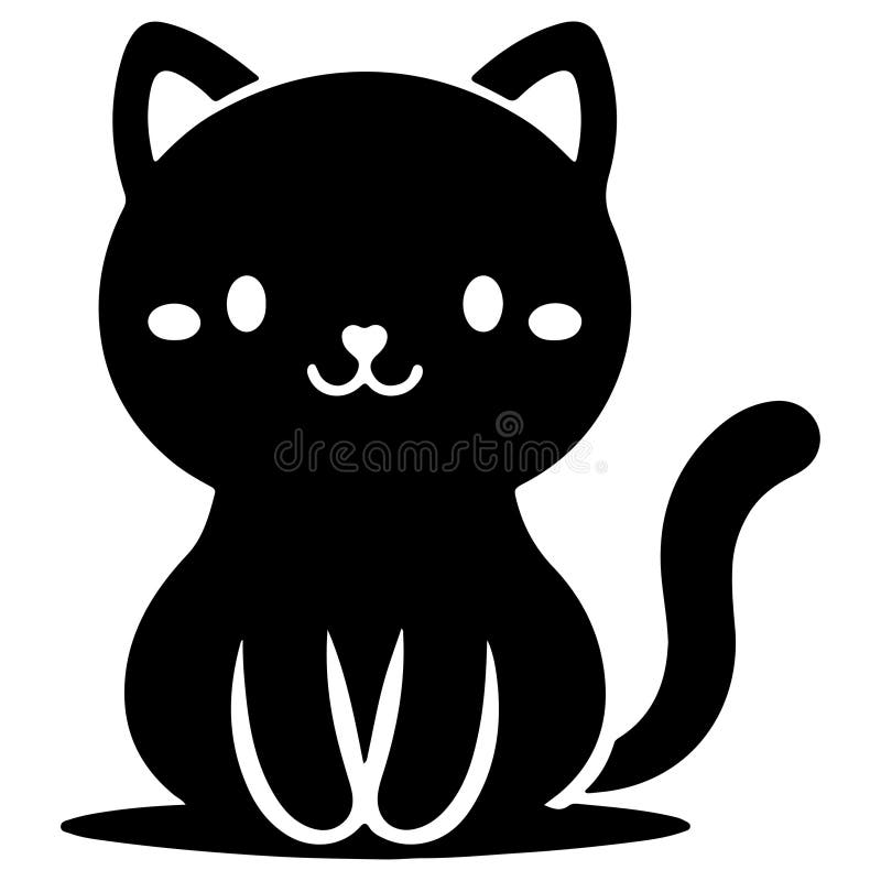 Cute Cat Silhouette 1 stock illustration. Illustration of drawing ...
