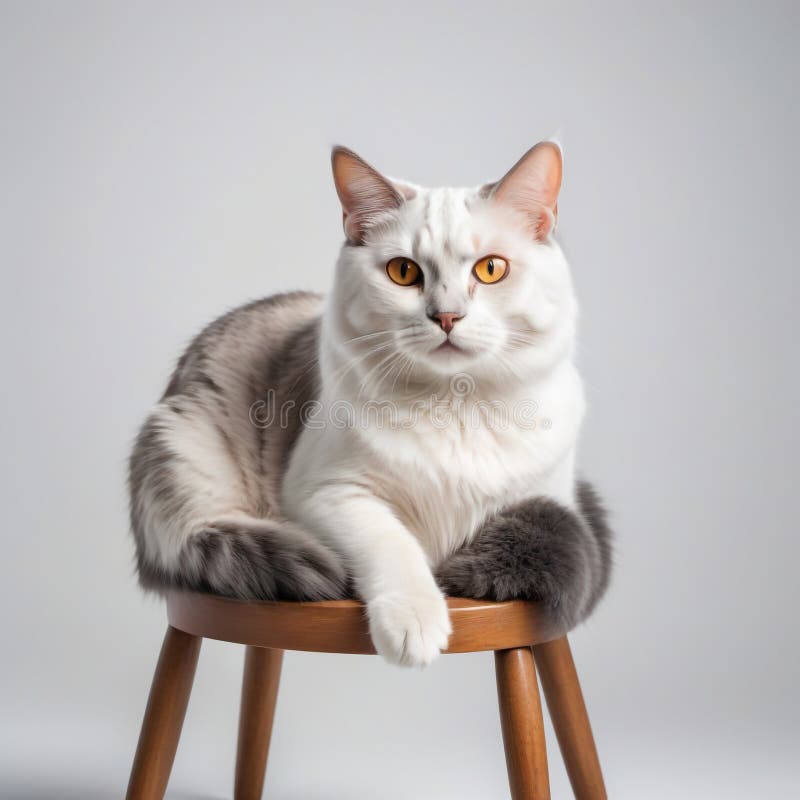 Cute cat sit on chair stock illustration. Illustration of whiskers ...