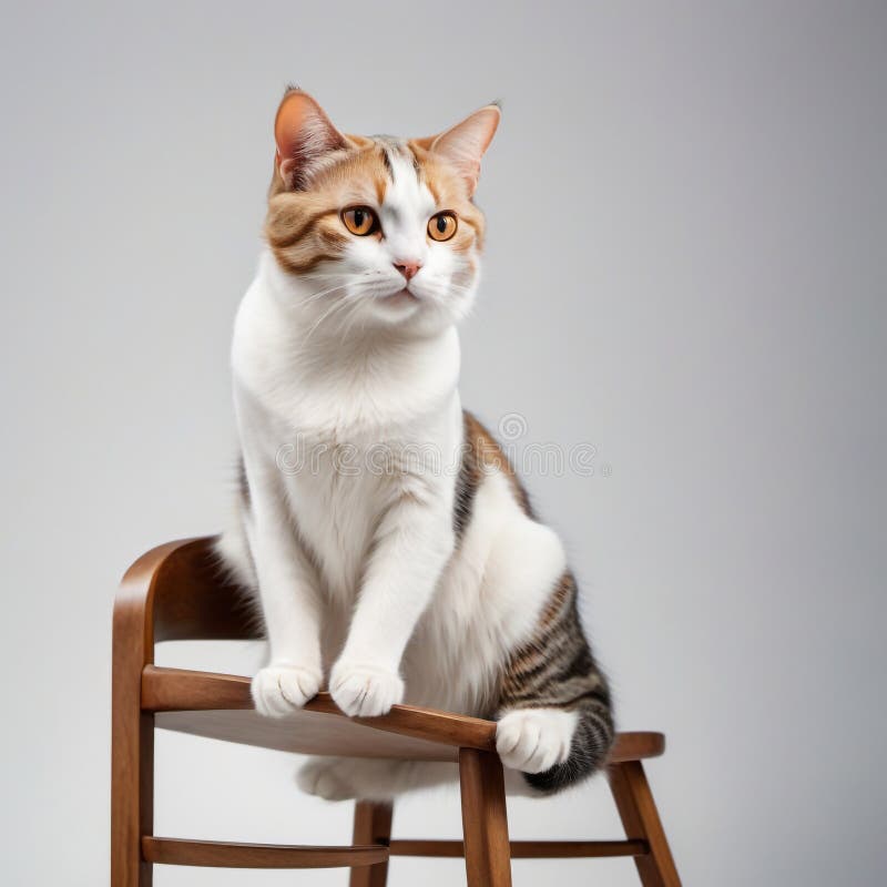 Cute cat sit on chair stock illustration. Illustration of mammal ...