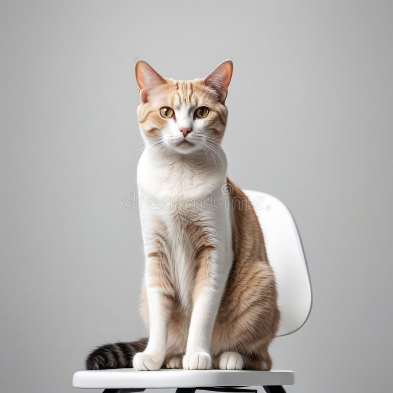 Cute cat sit on chair stock illustration. Illustration of whiskers ...