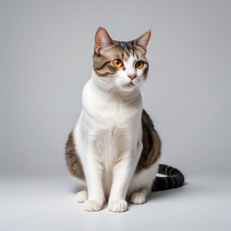 Cute cat sit on the floor stock illustration. Illustration of cute ...