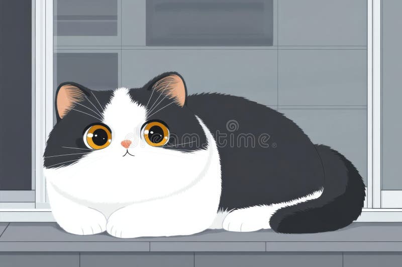 Cute Cat Sits by Window, Enjoying Sunlight, Pet Theme Stock ...