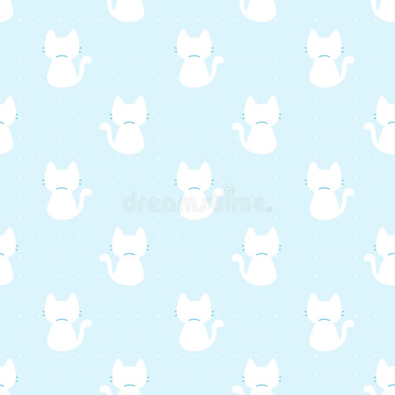 Cute Cat Sitting Back View Seamless Pattern Background Stock Vector ...