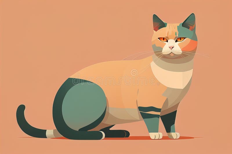 Cute Cat Sitting on the Floor. Vector Illustration in Retro Style Stock ...