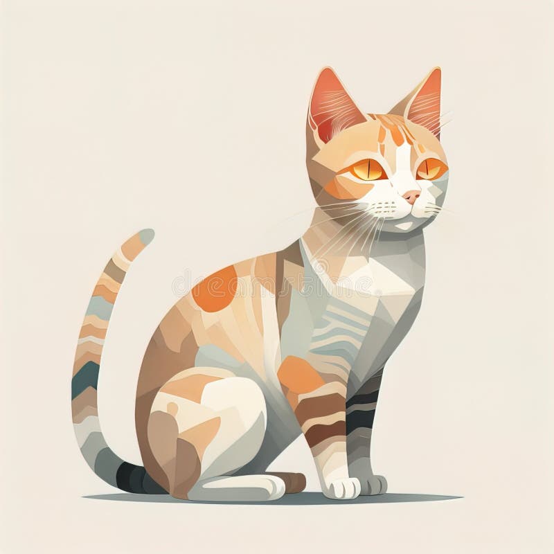 Cute Cat Sitting on the Floor. Vector Illustration in Retro Style Stock ...