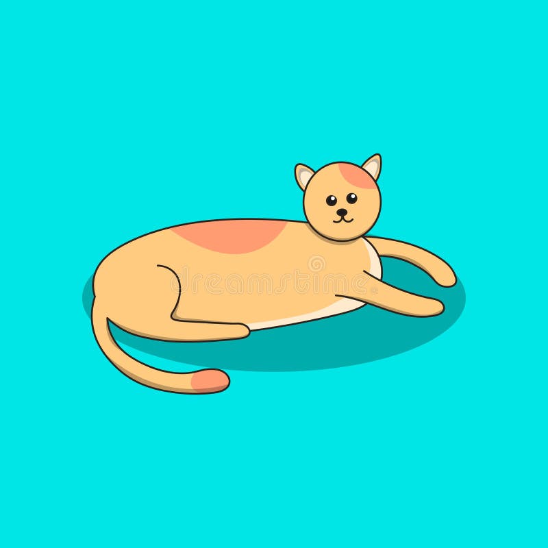 Cute Cat is Sitting Relaxed Illustration Stock Vector - Illustration of ...