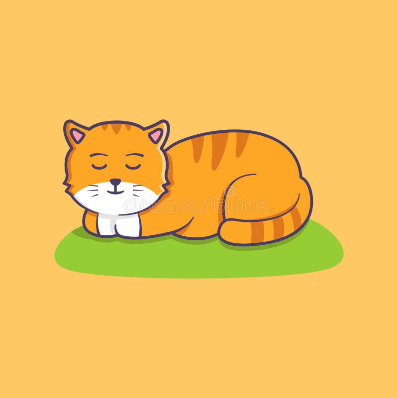 Cute Cat Sleeping Cartoon Illustration Stock Vector Illustration Of