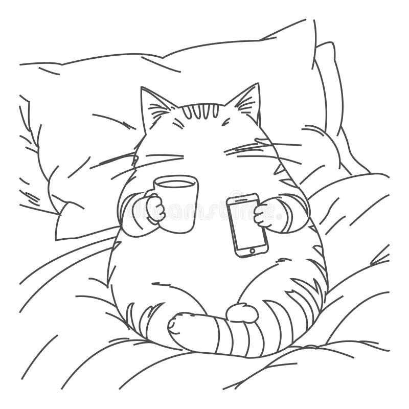 Cute Cat Sleeping. Continuous One Line Drawing. Editable Stroke. Animal ...