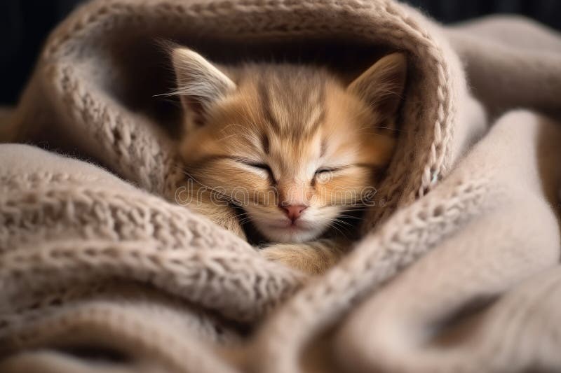 Cute Cat Sleeping in a Warm Blanket in Cold Winter Stock Illustration ...