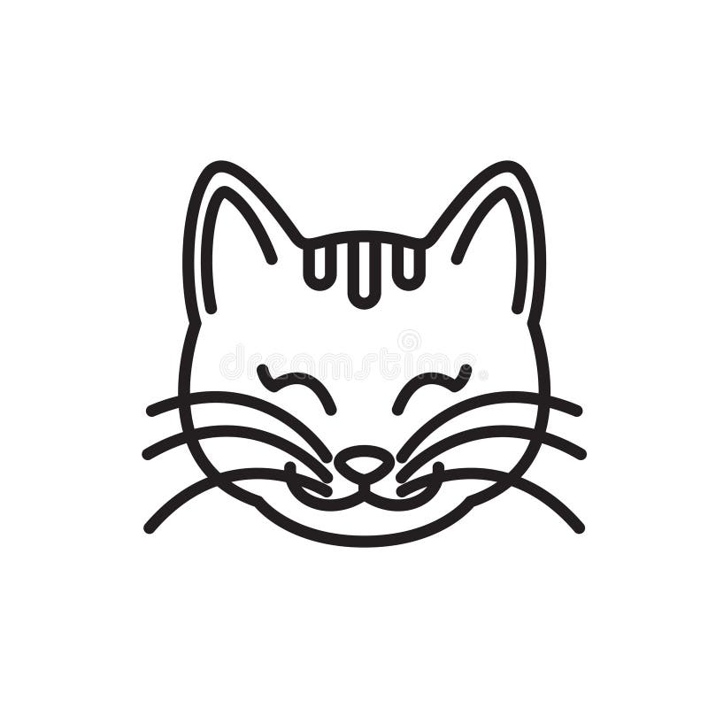 Cute Cat Smile Line Mascot Vector Logo Design Stock Vector ...