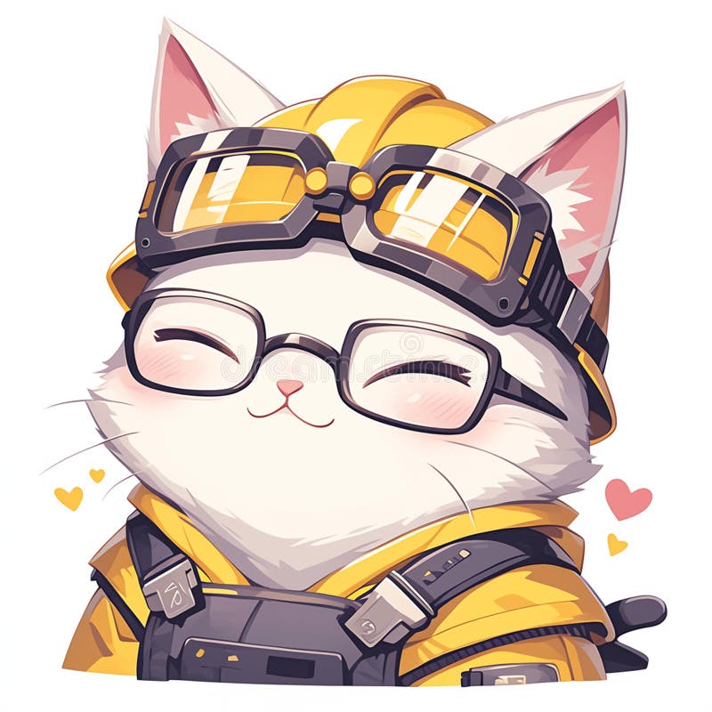 A Cute Cat Software Engineer Cartoon Style Stock Vector - Illustration ...