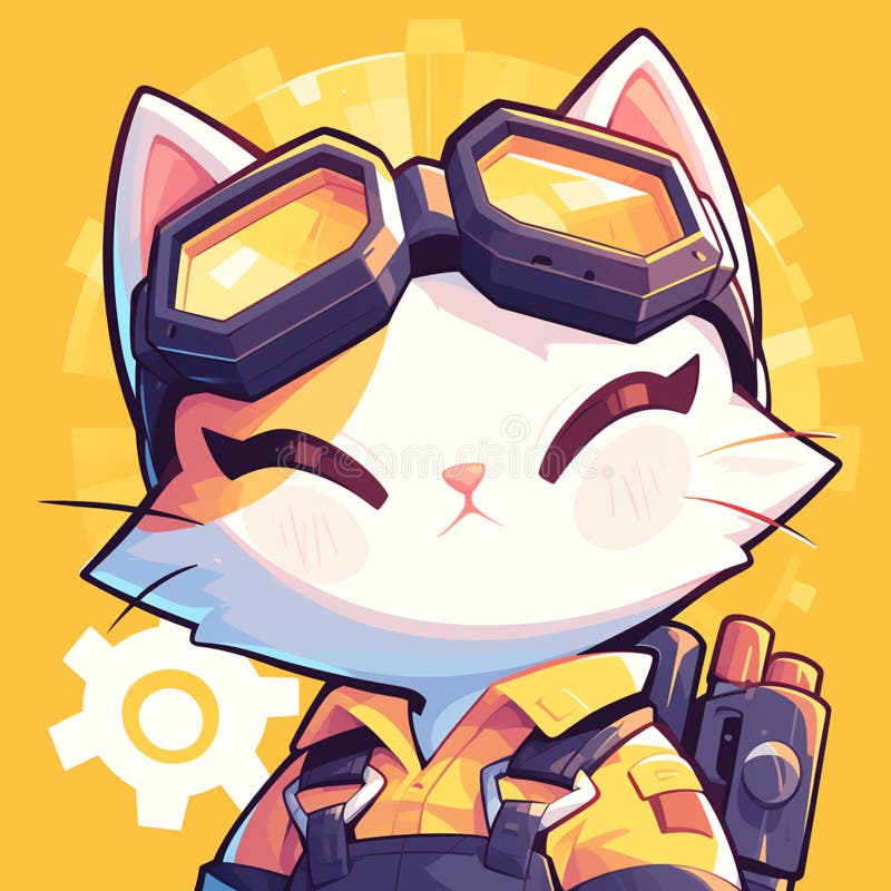 A Cute Cat Software Engineer Cartoon Style Stock Vector - Illustration ...