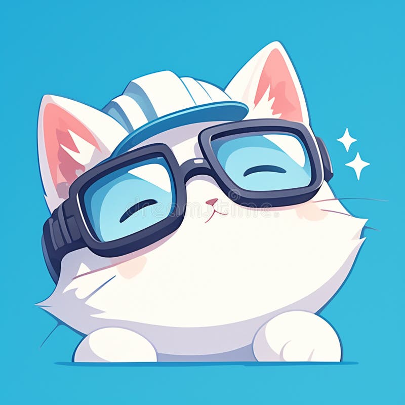 A Cute Cat Software Engineer Cartoon Style Stock Vector - Illustration ...