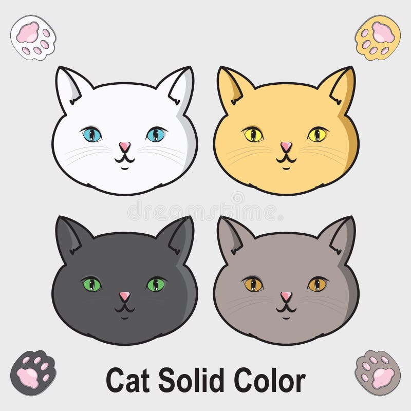 Cute Cat SOLID Color READY TO USE Stock Illustration - Illustration of ...