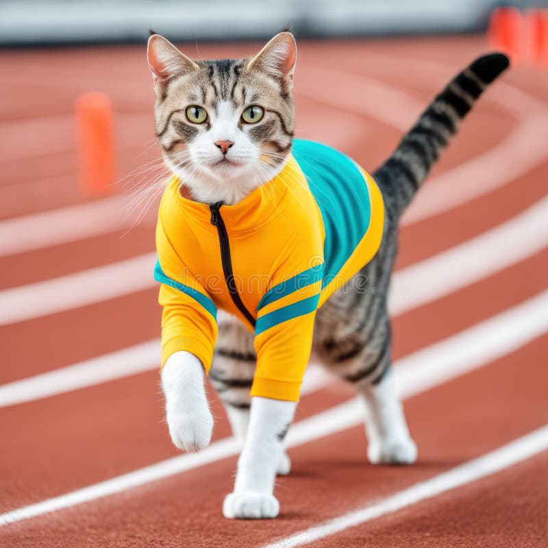Cute Cat in Sportswear is Ready To Run in the Olympics Stock ...