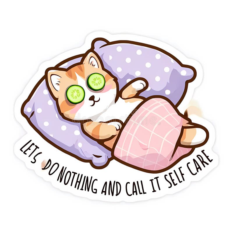 Cute Cat Sticker with Text Message, Graphic Design Illustration ...