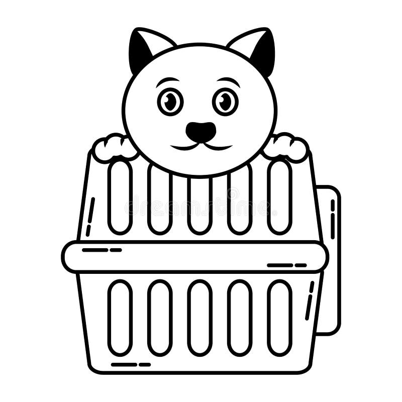 Cute Cat with Transport Box Stock Illustration - Illustration of ...