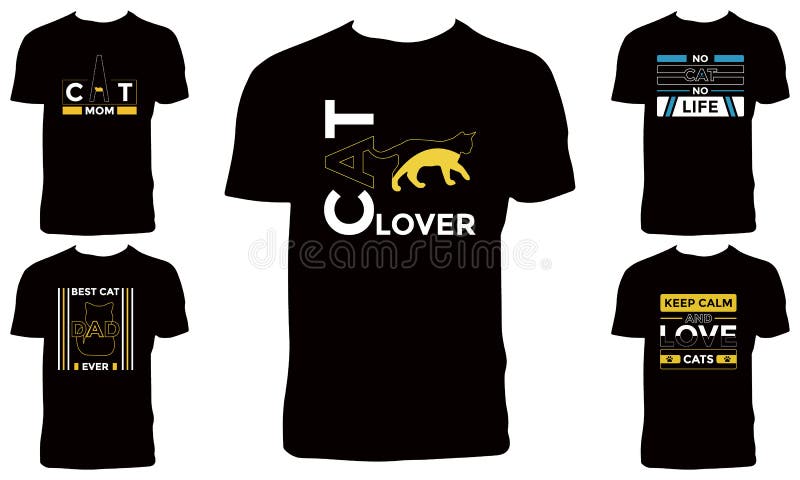 Cute Cat Vector T Shirt Design Bundle Stock Vector - Illustration of ...