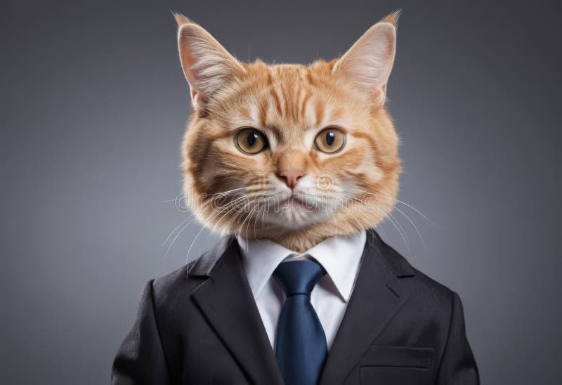 Cute Cat Wearing a Business Suit and Tie Stock Illustration ...
