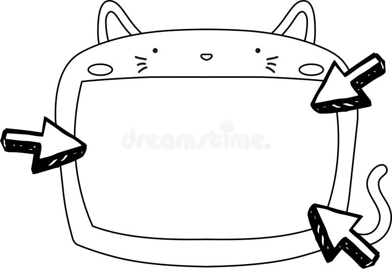 Cute Cat Whiteboard Outline Stock Vector - Illustration of whiteboard ...