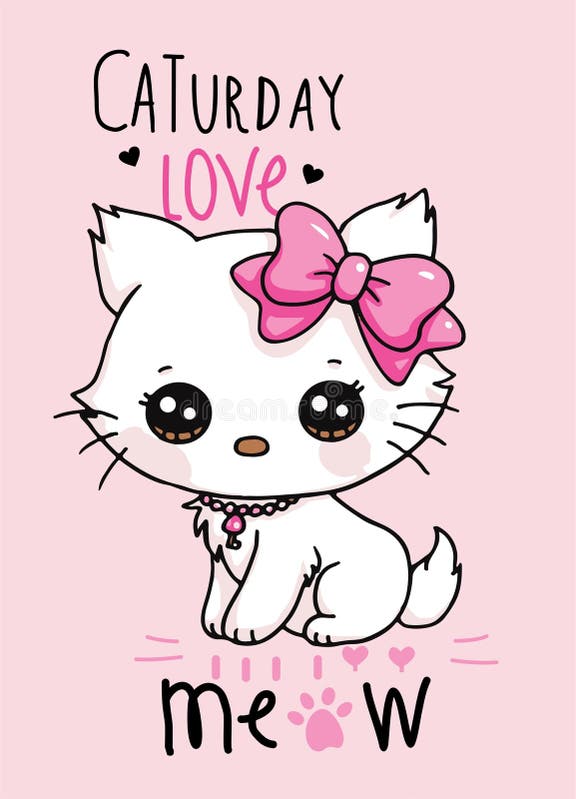 Cute Cater Day Love Print Vector Stock Vector - Illustration of lcute ...