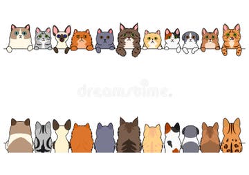 Various Cute Cats Border Set Stock Vector - Illustration of design ...