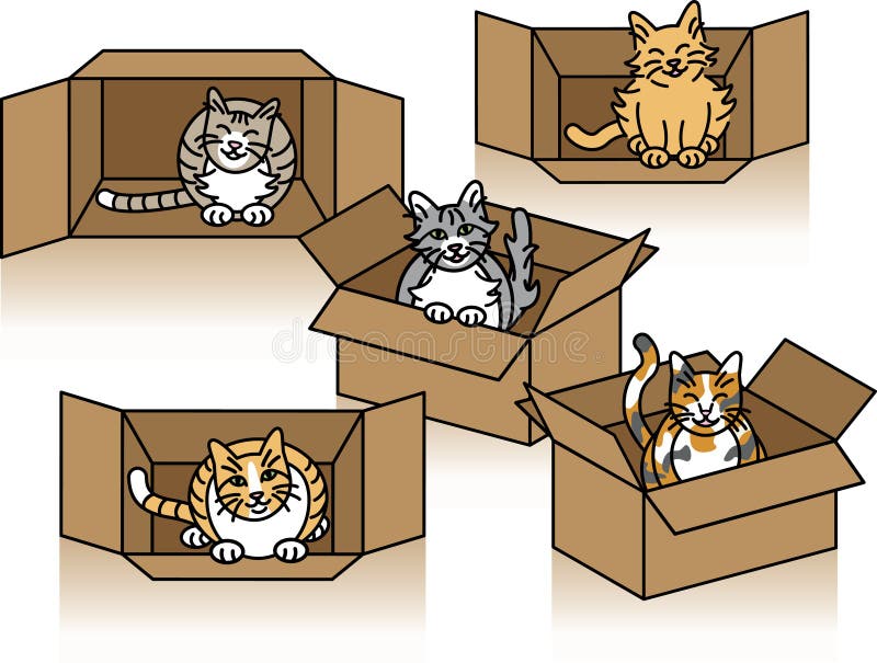 Cute Cats in Cartons stock vector. Illustration of kitty - 10226091