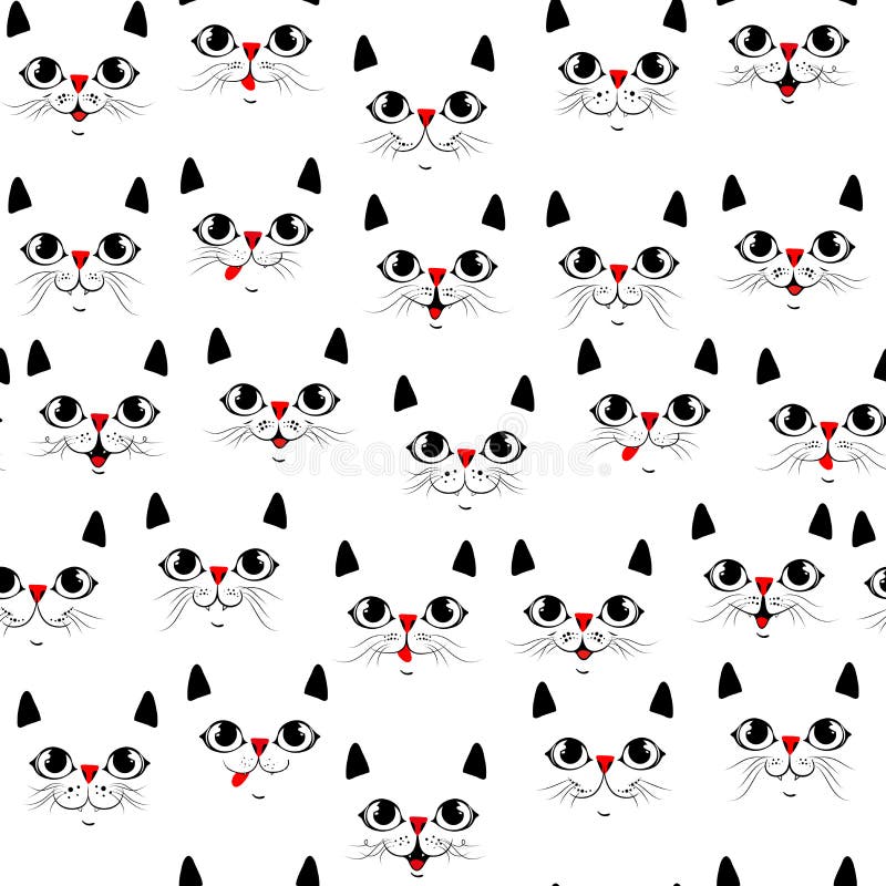 Cute Cats. Cartoon Seamless Pattern. Vector EPS 10 Stock Vector ...