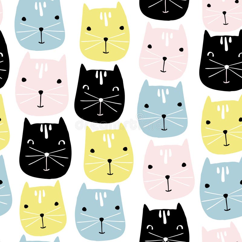 Cats Faces with Mustache Set Stock Vector - Illustration of beard, curl ...